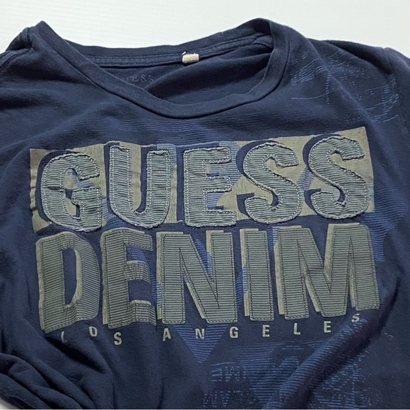 Guess | Tops | Nice Guess Denim Los Angeles Crewneck Navy Blue Appliqu ...